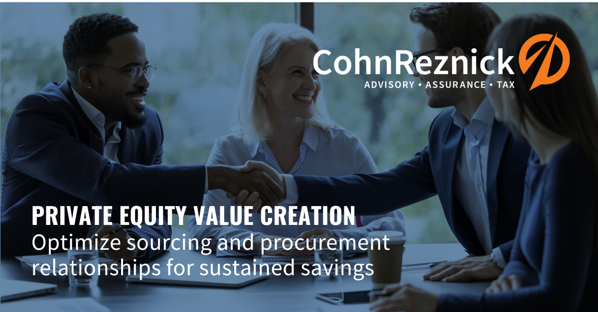 PE Value Creation: Optimize Sourcing and Procurement - CohnReznick PE Value Creation: Optimize Sourcing and Procurement - CohnReznick