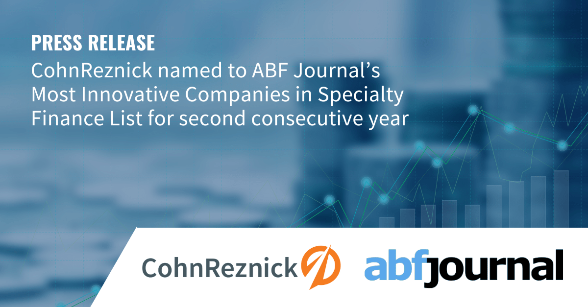 CohnReznick Named ABF Journal Most Innovative Company in Specialty Finance